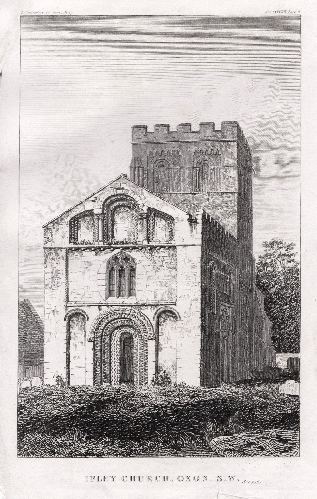 Iffley Church, Oxfordshire - SW View - STONE CROSS PRINTS